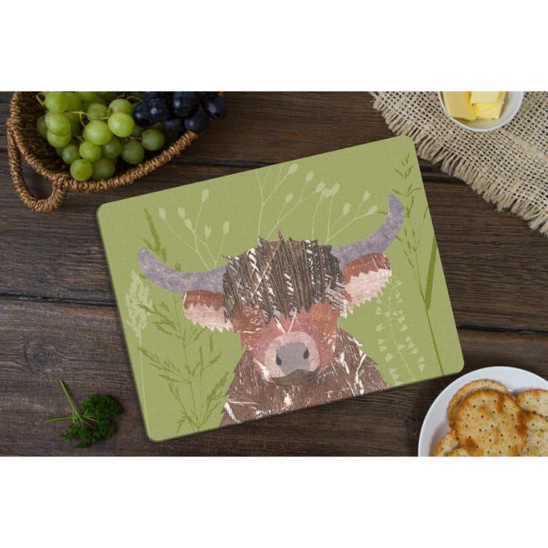 Highland Cow Glass Worktop Saver - Perkins and Morley Designs